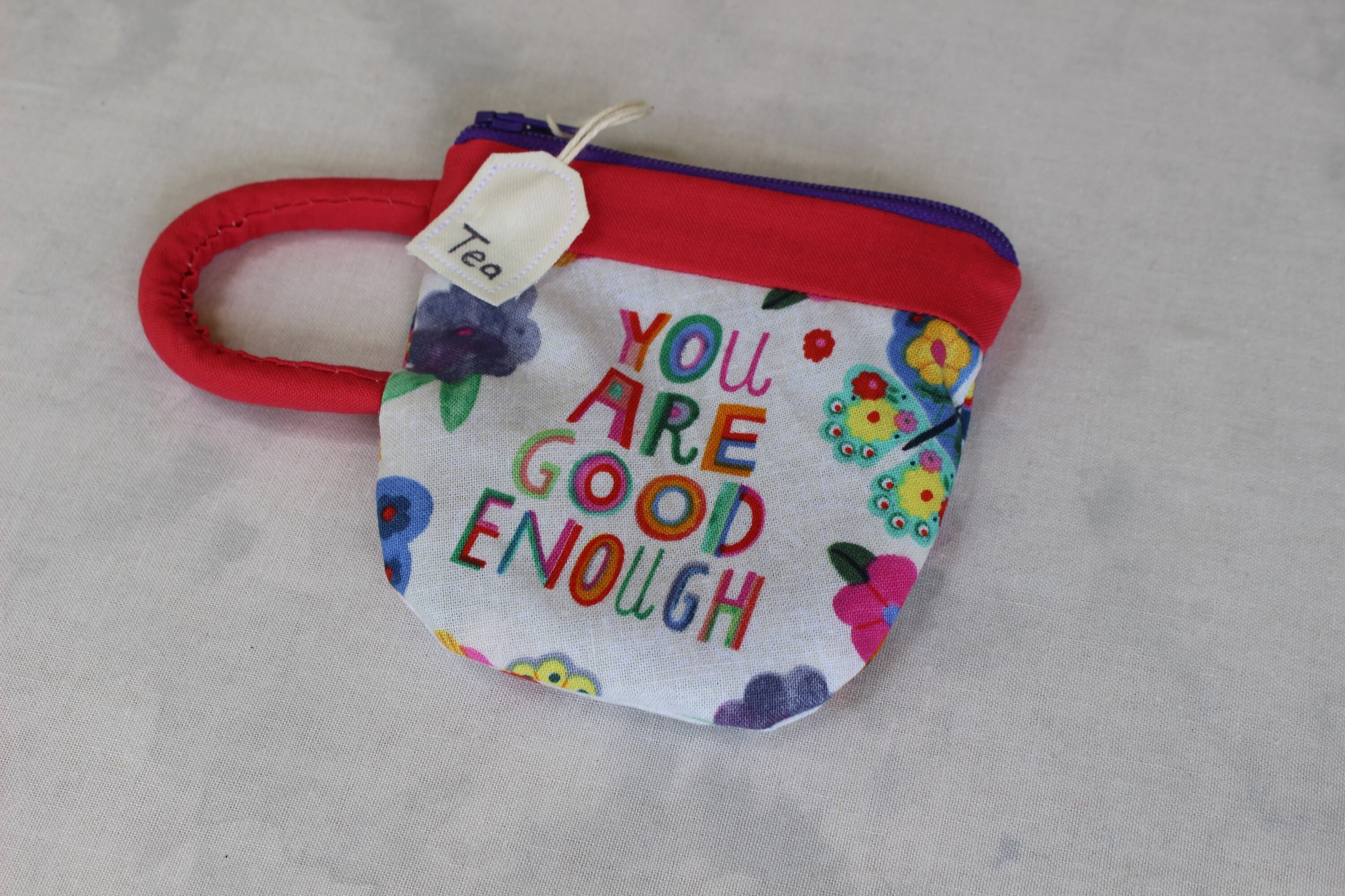 Teacup Pouch Motivational Sayings, Handmade Zipper Bag, Small Pouch ...
