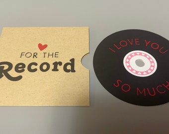 For the Record I Love You Valentines Card for Him/valentines Card for ...