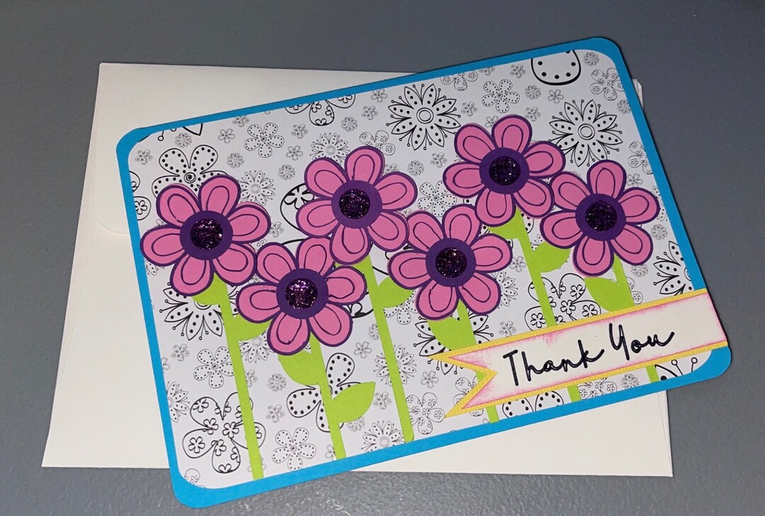 6 Flowers- Thank-you Card - Etsy