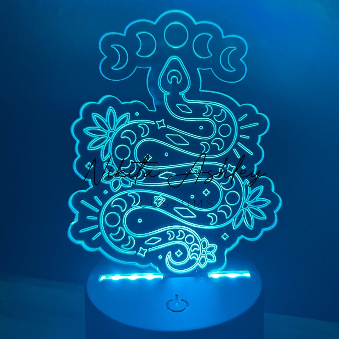 Moon Phase Snake Desk Lamp, Exclusive Design, LED Color Changing - Etsy