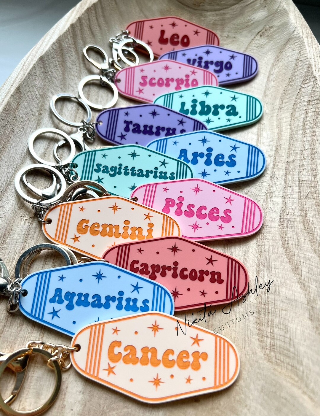Zodiac Vintage Motel Key Fob, Personalized Gifts - Etsy