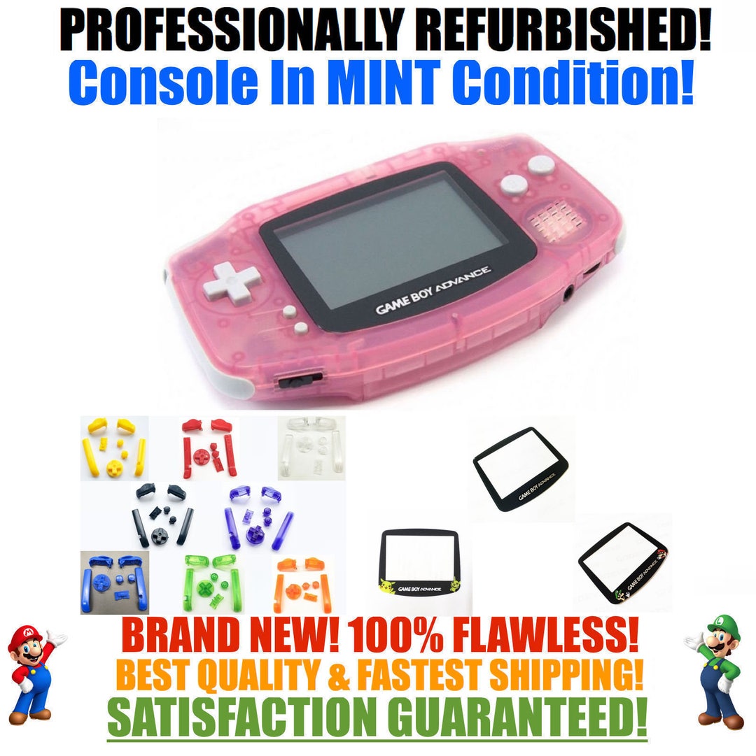 Nintendo Game Boy Advance GBA Pink System Custom *new Screen* MINT NEW ...