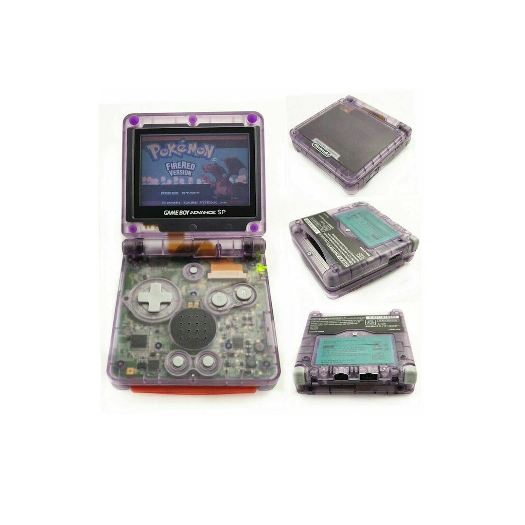 Nintendo Game Boy Advance GBA SP Transparent Clear Atomic Purple System ...