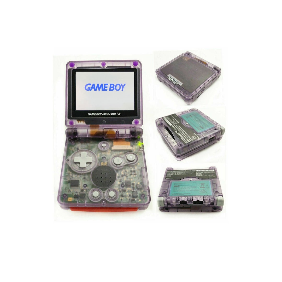Nintendo Game Boy Advance GBA SP Transparent Clear Atomic Purple System ...