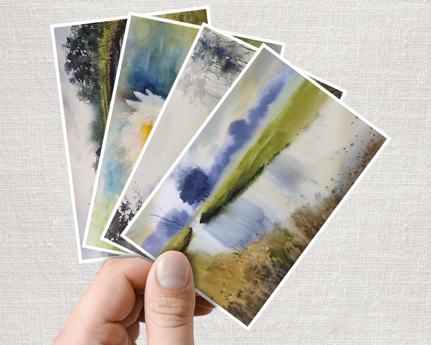 Watercolor Postcards - Set of 4 Cards | Serene Lake, River, Landscapes ...