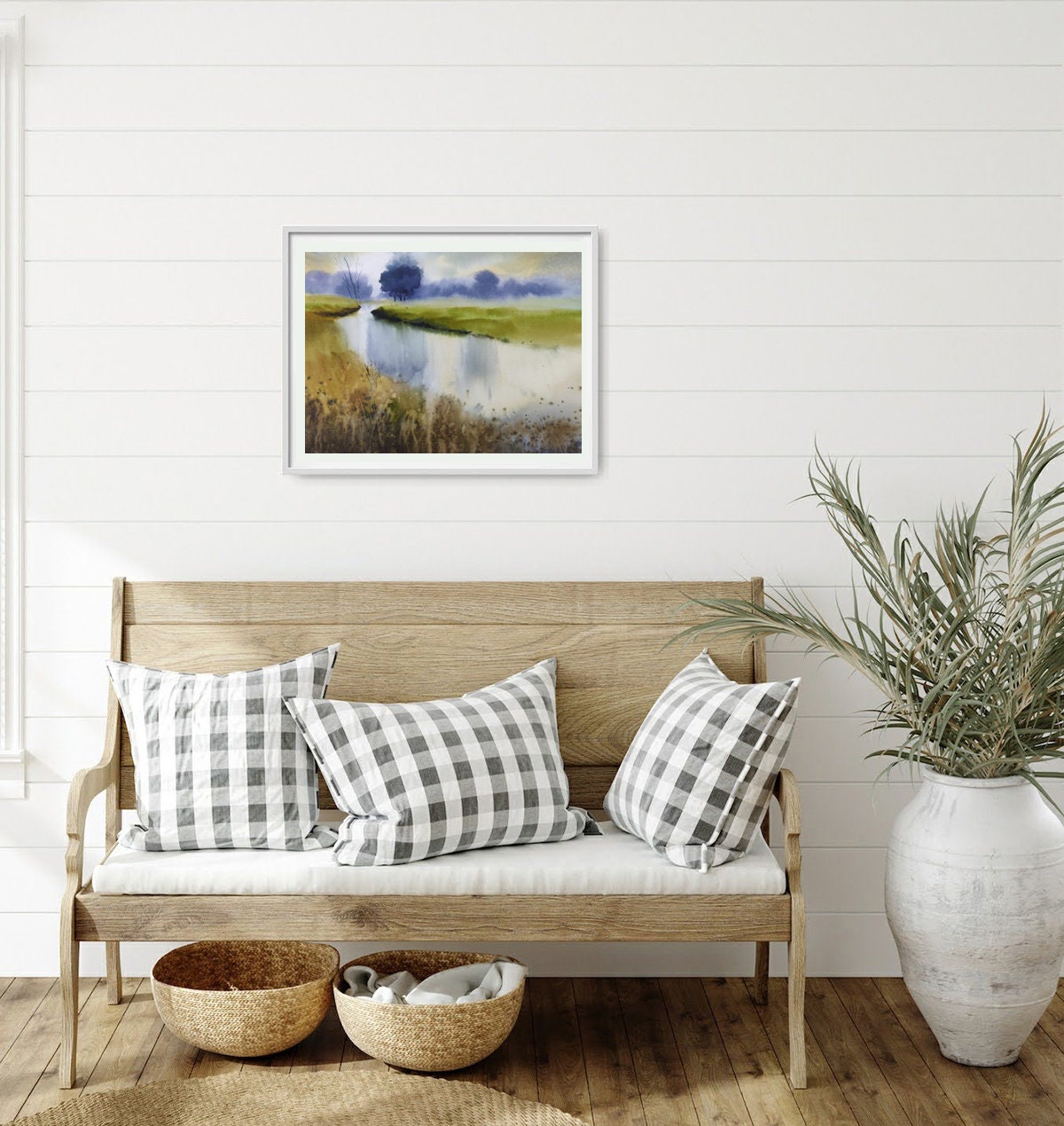 River Landscape Watercolor Painting River Wall Art Print | Etsy