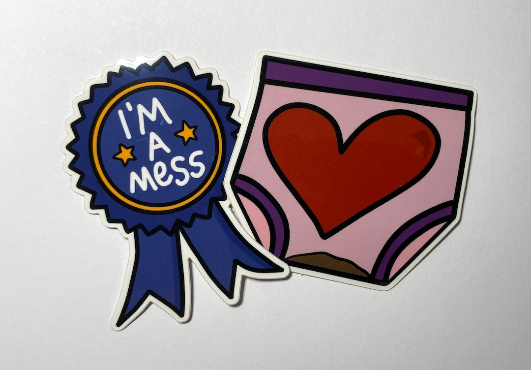D4N1ELLE Poopy Underwear Emote & I'm a Mess Ribbon Sticker Pack - Etsy