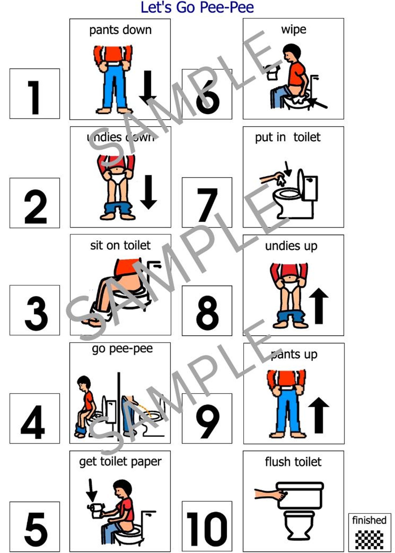 Potty Toileting Training Visual Printable Pdf Sheet Autism - Etsy