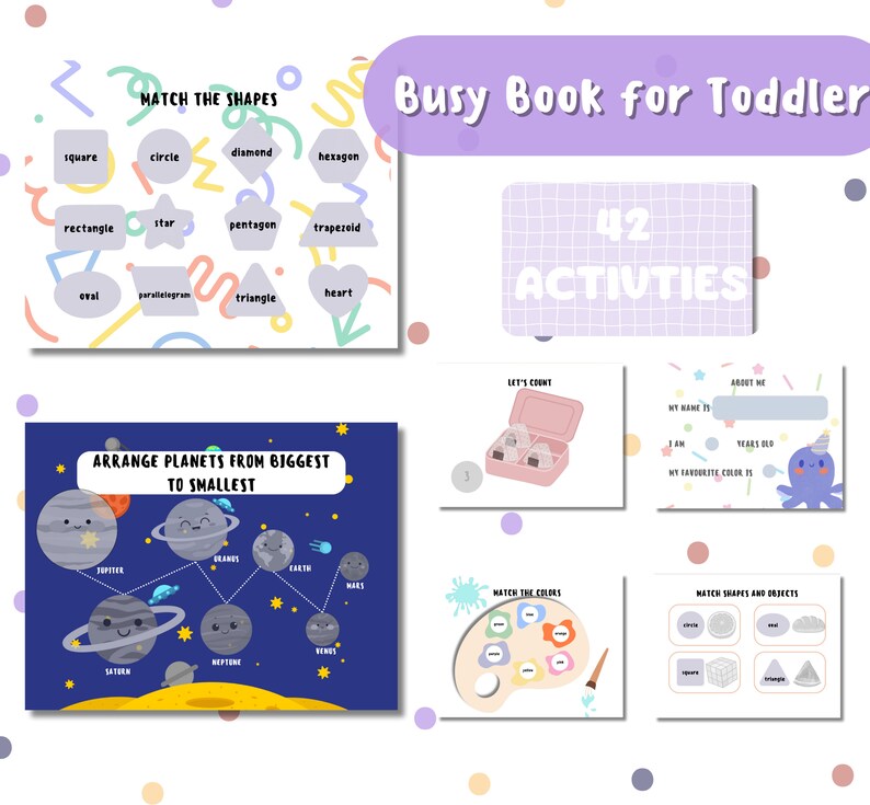 Toddler Busy Book Printable, Toddler Learning Binder, Preschool ...