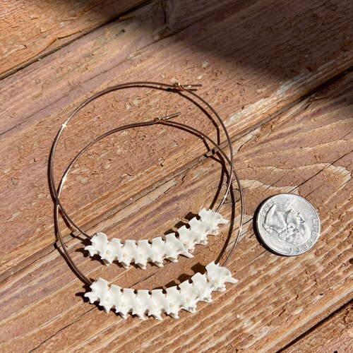 Brass & Bone Rattlesnake Vertebrae Earrings - Etsy