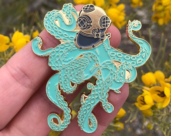 Octopus Pin Ocean Bottle Collection Cute Lapel Hard Enamel Pin Art by ...