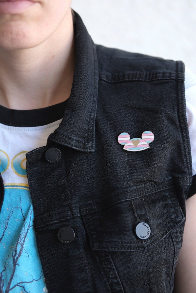 Trans Flag Mickey Hat Enamel Pin | Etsy