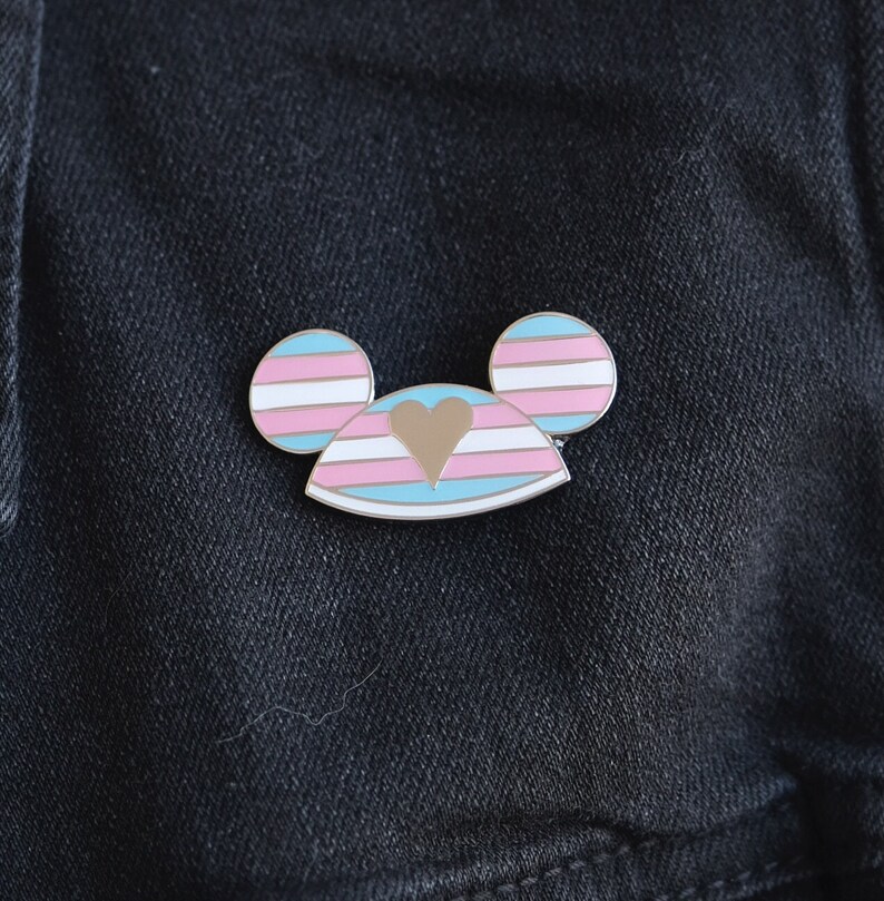 Trans Flag Mickey Hat Enamel Pin | Etsy