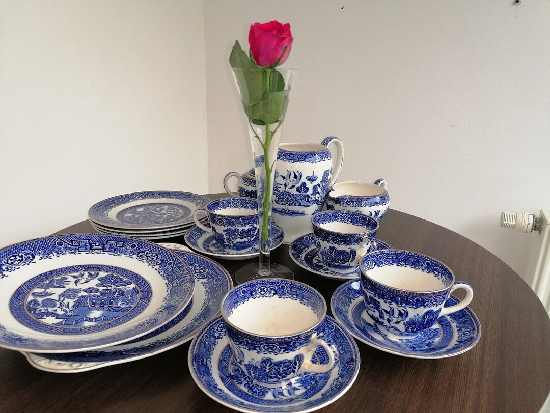 Antique Tea Set. Brand Washington england Series Old Willow - Etsy