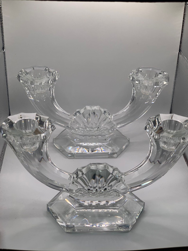 A Pair of Vintage Val Saint Lambert Crystal Candle Holders - Etsy