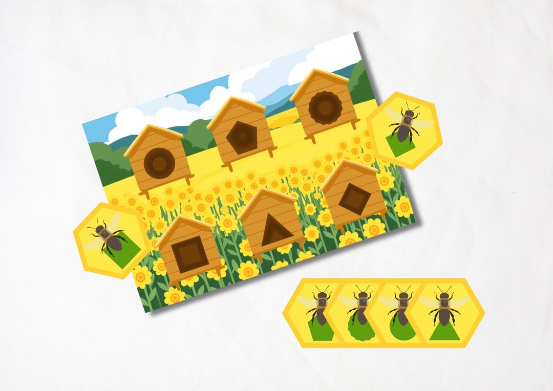 Montessori Hive Geometry Matching Game Bee Printable Activity for ...