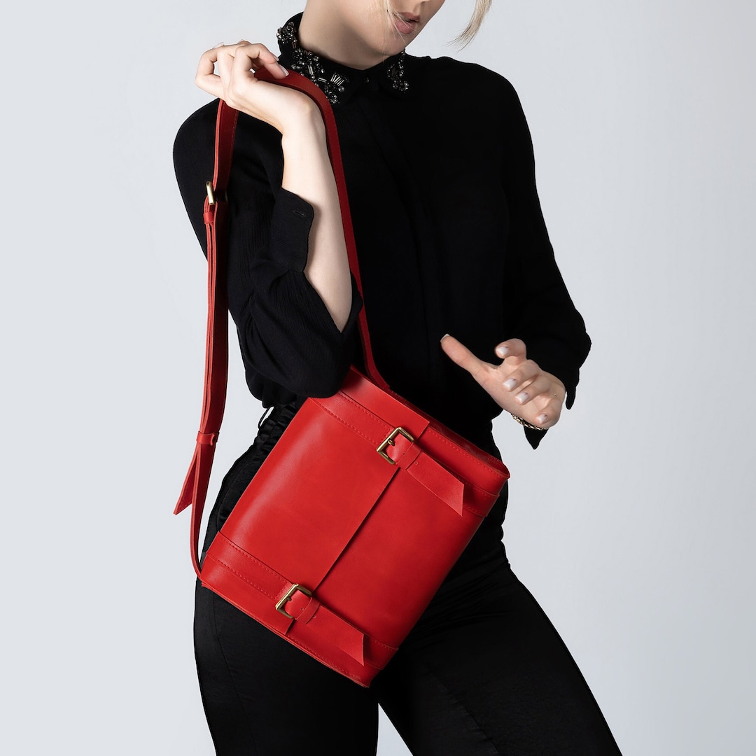 Red Leather Satchel Bag for Women Leather Crossbody Red Messenger Bag ...