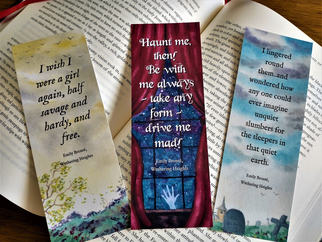 Emily Bronte Wuthering Heights Quote Bookmark Set of 3, Literary ...