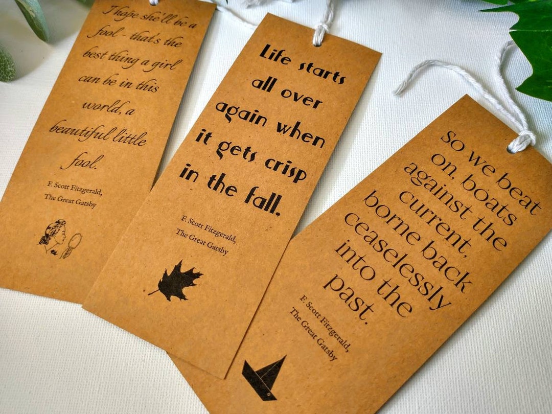 The Great Gatsby Bookmark Set of 3, Classic Book Quotes, Birthday Gift ...