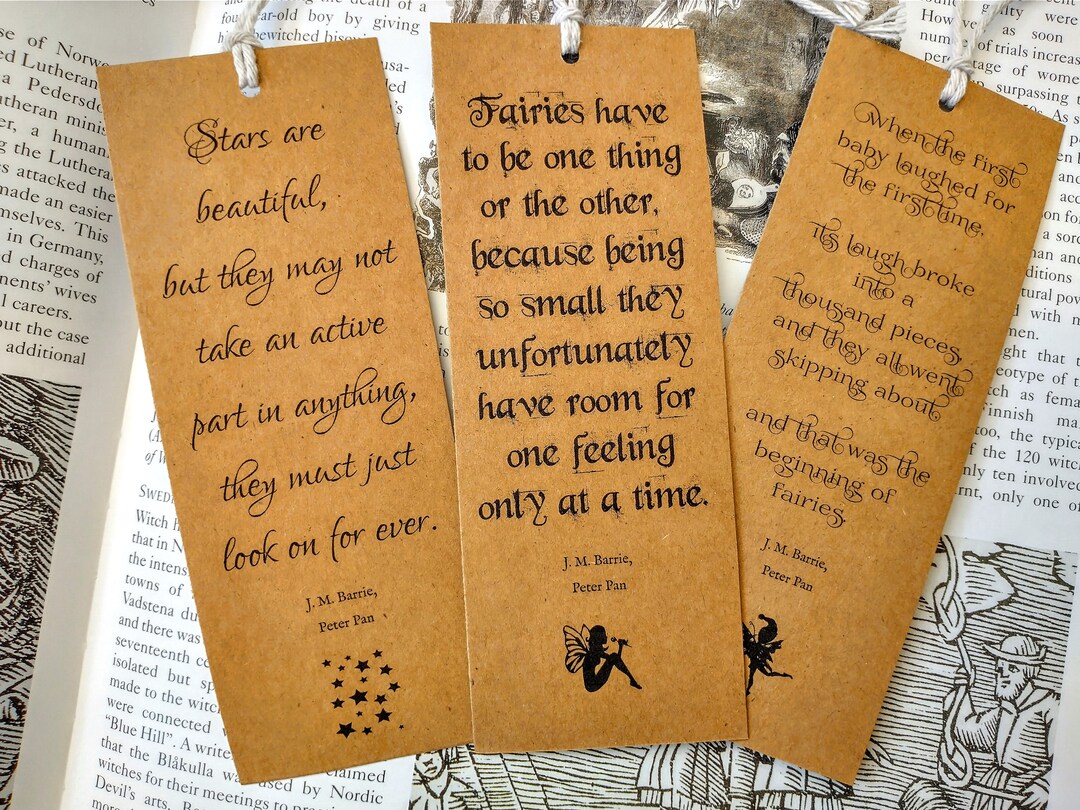 Peter Pan Bookmark Set of 3, Classic Book Quote, Fairy Birthday Gift ...