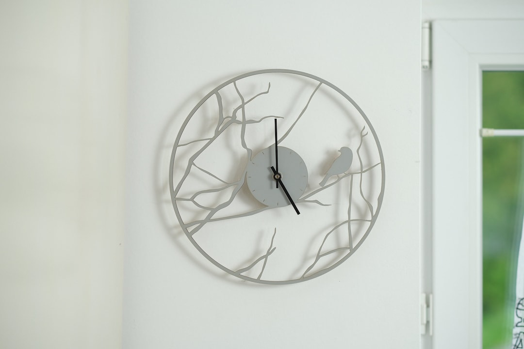 Timeless, Simple, Filigree Wall Clock in a Branch Design Made of Wood ...