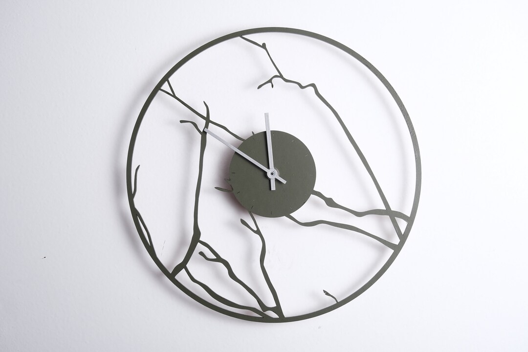 Timeless, Delicate Design Wall Clock in a Branch Design Made of Laser ...
