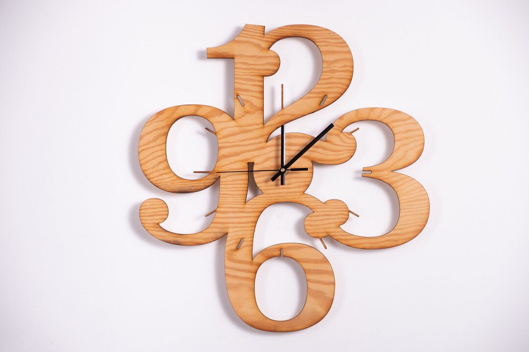 Typographic Wall Clock NUMERUS SC Made of Wood - Etsy