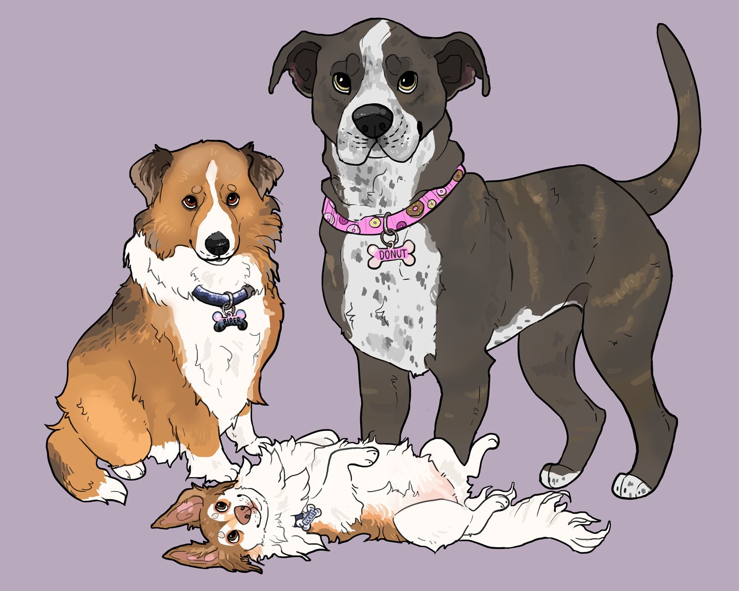 Custom Full Body Pet Portrait, Digital, Custom, Pet Illustration ...