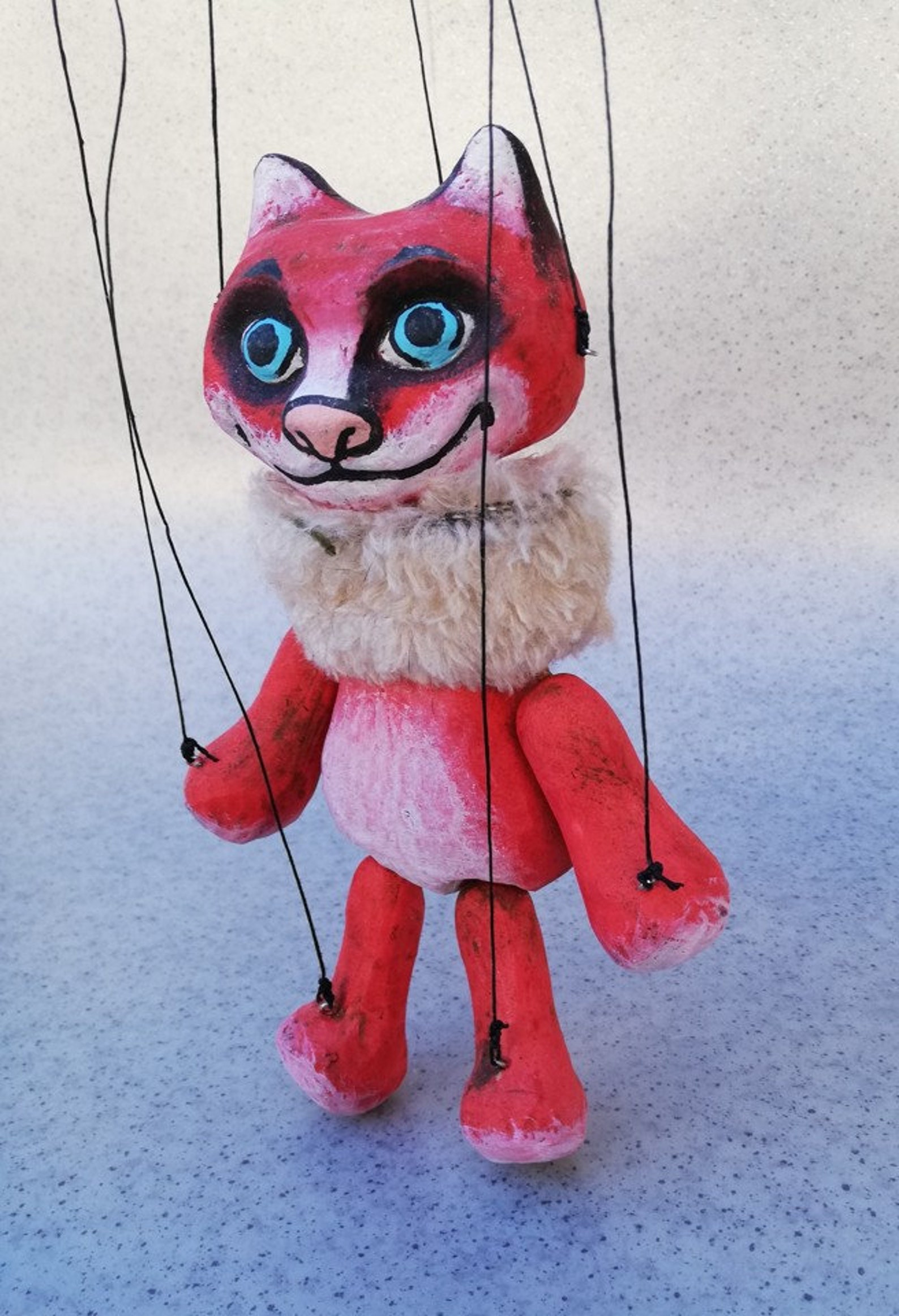Red Cat Marionette. Handmade Clay Puppet 7 Tall. Animal | Etsy