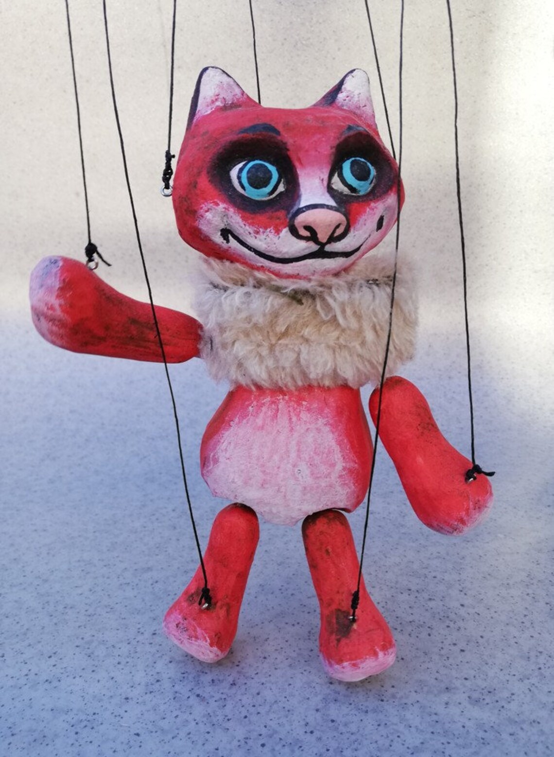 Red Cat Marionette. Handmade Clay Puppet 7 Tall. Animal | Etsy