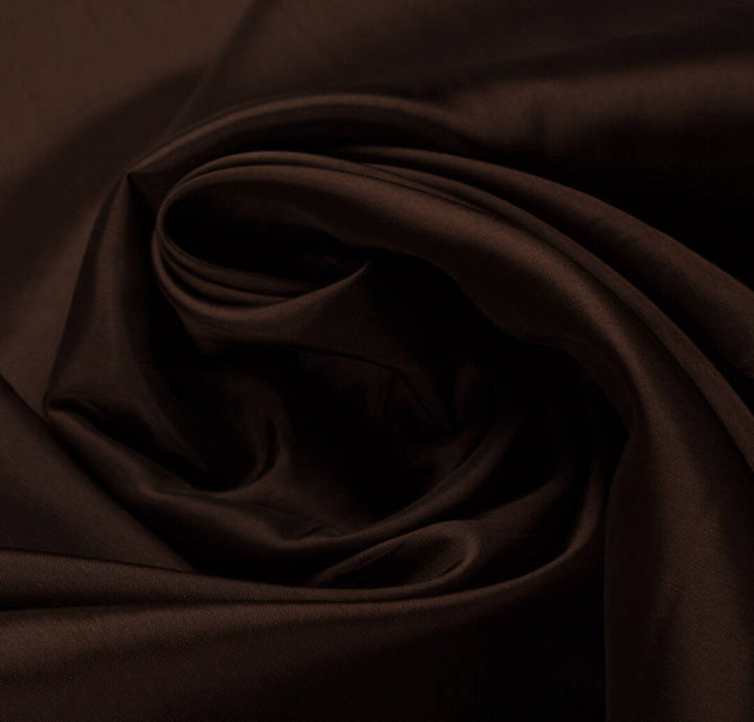 100% Silk Chocolate Brown Fabric Scratchy Lining Material Dress Fashion ...