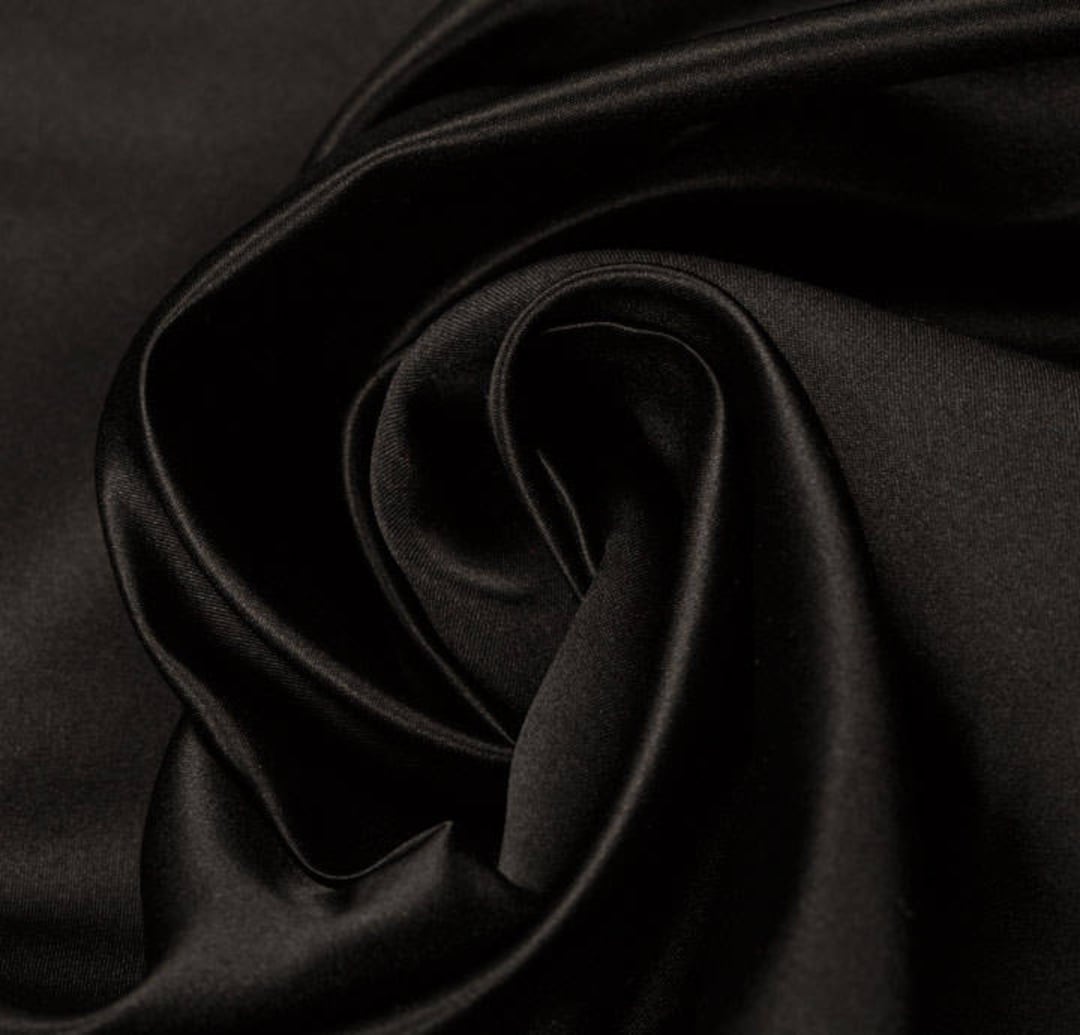 Duchess Satin Fabric Rich Jet Black Material Bridal Fashion Formal ...
