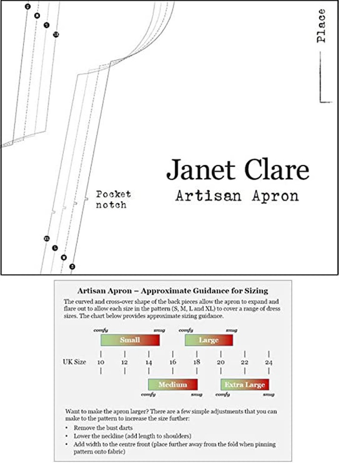 Janet Clare Adult Artisan Apron Pattern - Adult Sized Crossover Printed ...