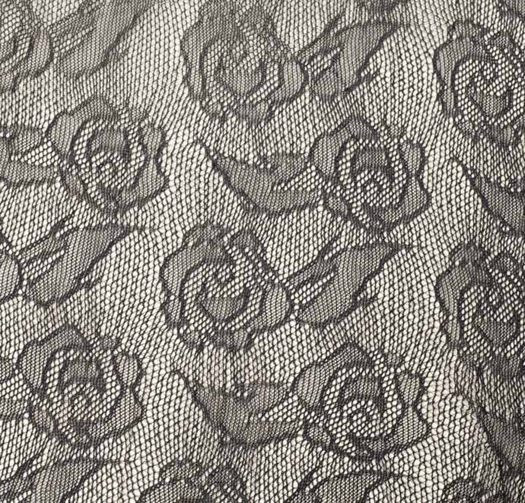 Polyamide Mesh Jacquard Black Fabric Floral Fabric Sewing Fabric Home ...