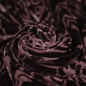 Silk Velvet Devore Purple Swirl Abstract Fabric Multiple Remnant Fabric ...