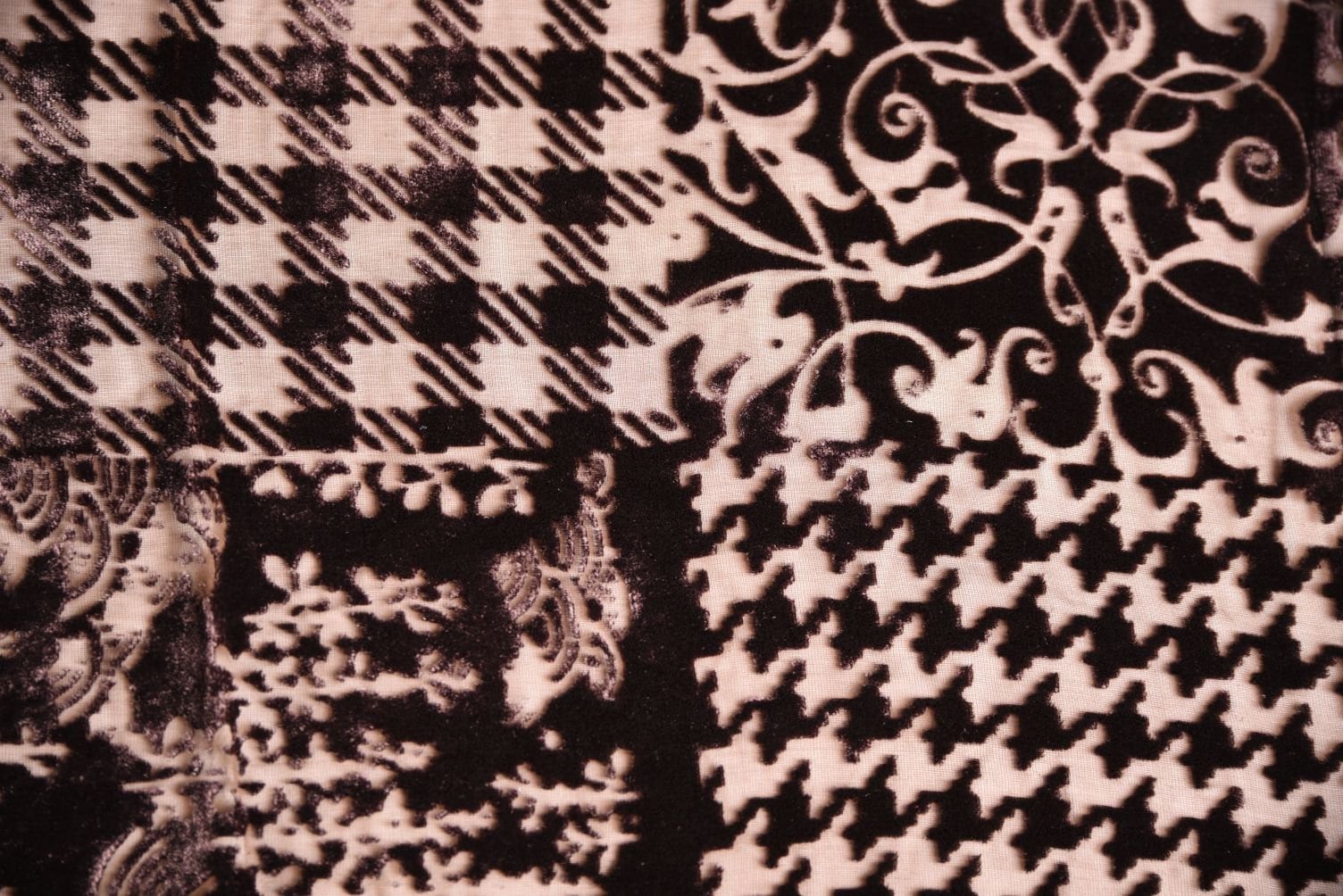 Silk Velvet Fabric Devore Fabric Brown Fabric Remnant Fabric Fabric Cut ...