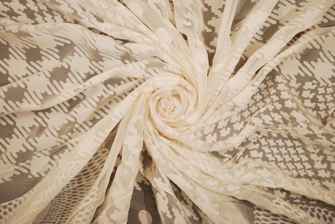 Cream Fabric Devore Fabric Print Fabric Pattern Fabric Home Decor ...