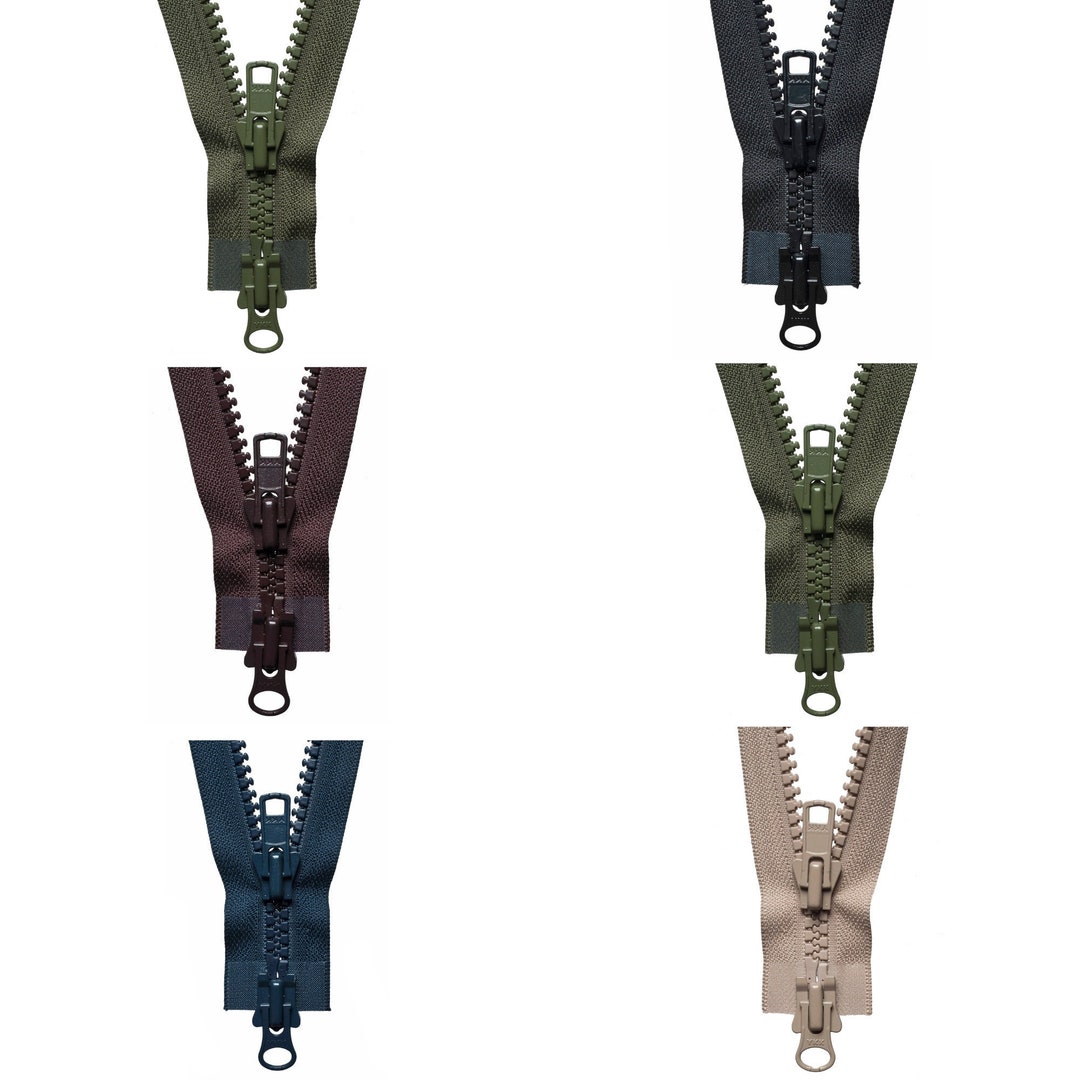YKK Vislon Navy Two Way Open End Zip, Heavy Duty Plastic Zipper Khaki ...