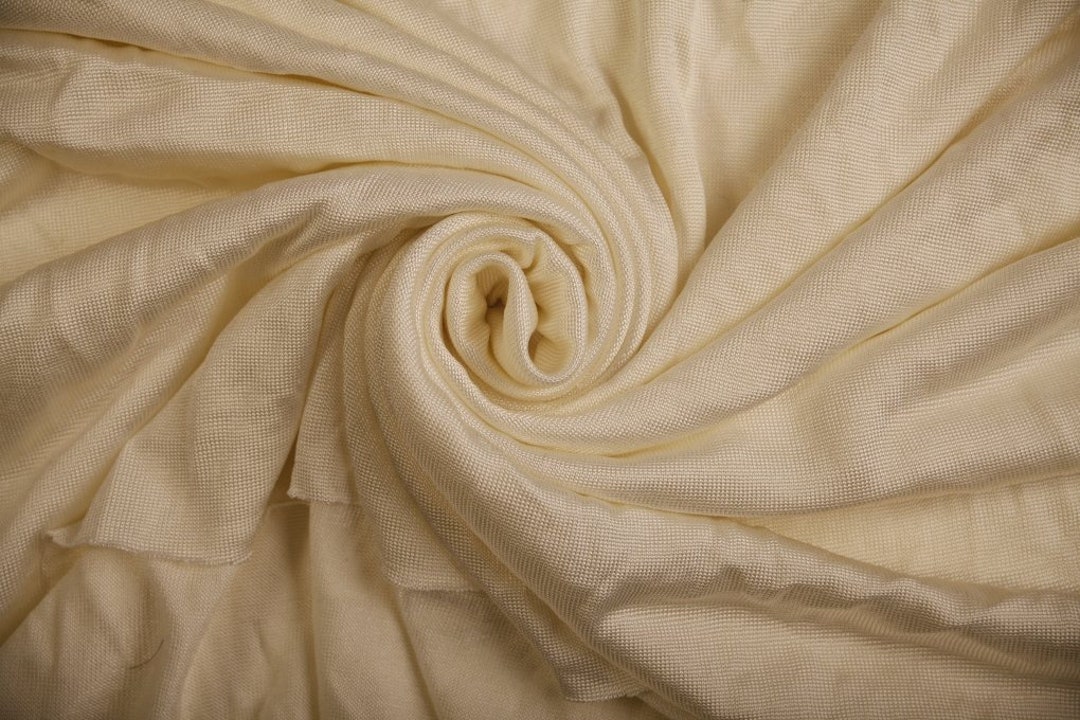 Creme Rayon Polyester Leichter Stoff (Reststück 170 cm x 155 cm) Stoff ...