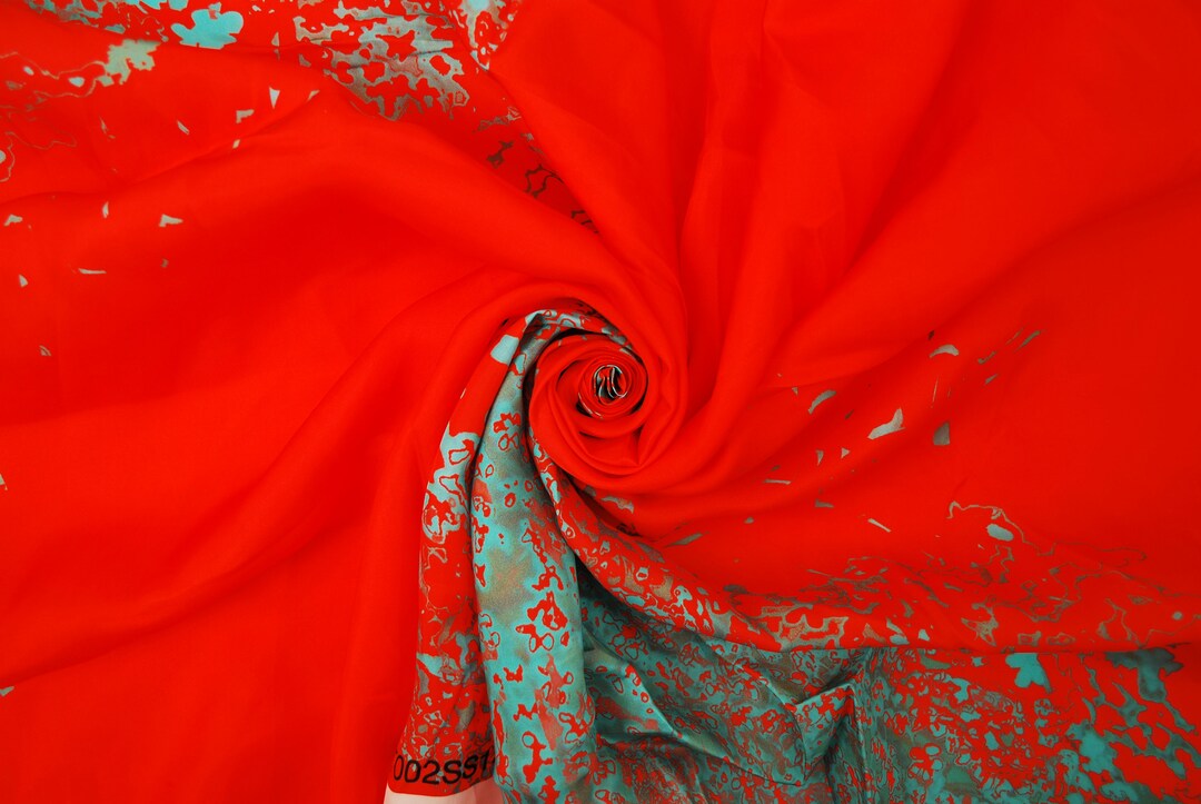 100% Polyester Fabric Red Fabric Splatter Print Fabric (145x82cm Remant ...