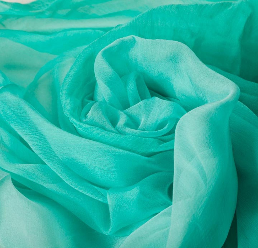 Premium 100% seda turquesa Material de forro moda ligero bufanda ...