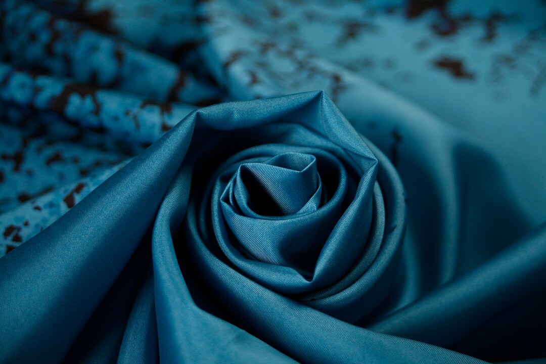 100% Polyester Fabric Blue Fabric Floral Splatter Print Fabric Material ...