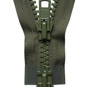 YKK Vislon Navy Two Way Open End Zip, Heavy Duty Plastic Zipper Khaki ...