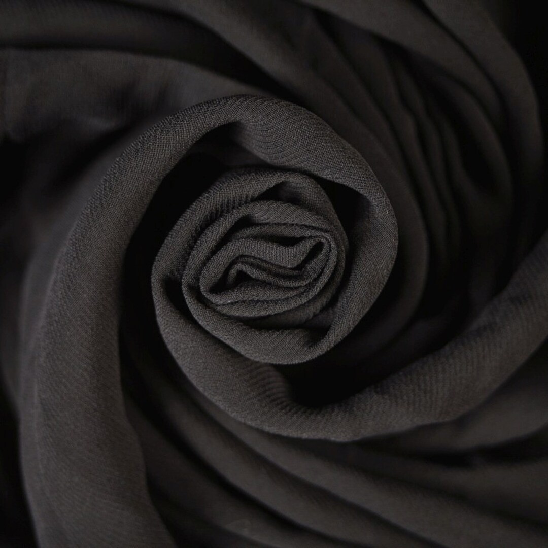 Polyester Chiffon Black Fabric (remnant-120cmx65cm) Fabric Floral ...