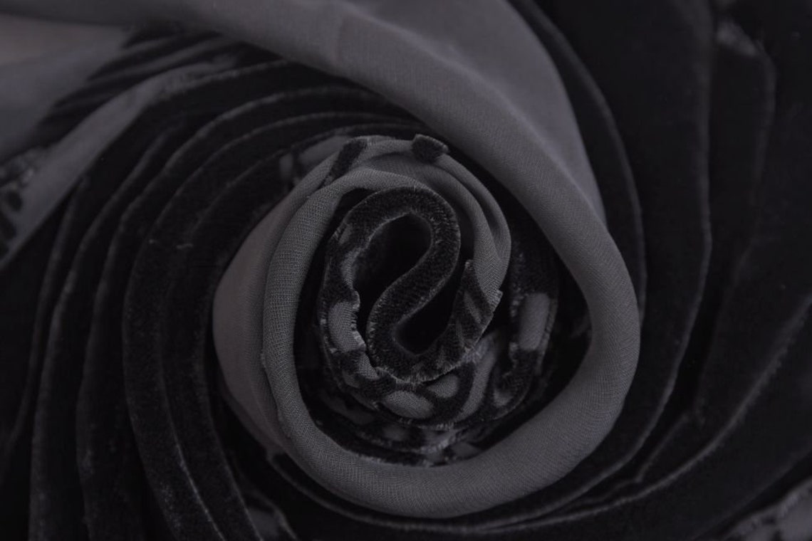 Silk Velvet Devore Black Colour Fabric (50cm X200cm Remnant Fabric) Cut ...