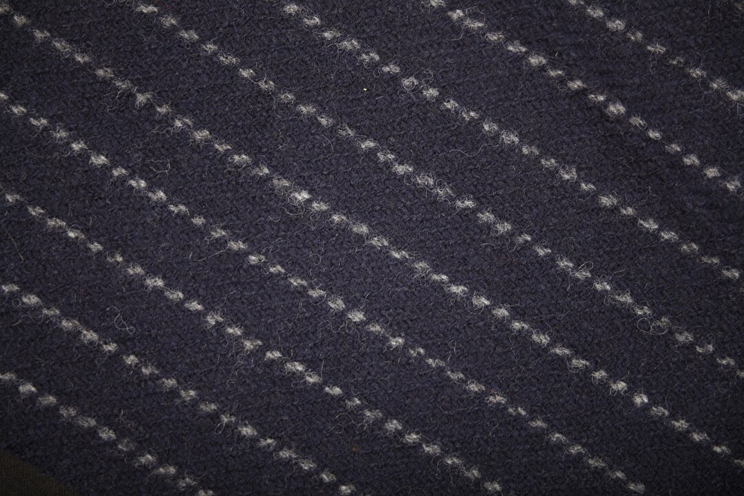 100% Wool Stripe Fabric Pattern Fabric Blue Fabric Remnant Fabric ...