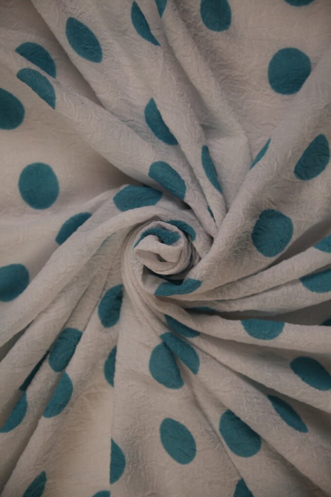 Polyester White/light Blue Spotted Fabric Multiple Remnants Upholstery ...