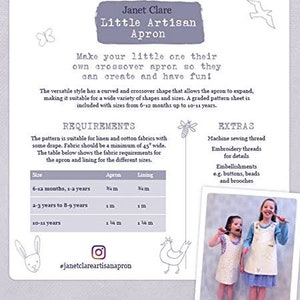 Janet Clare Little Artisan Apron Pattern - Child Sized Crossover Apron ...
