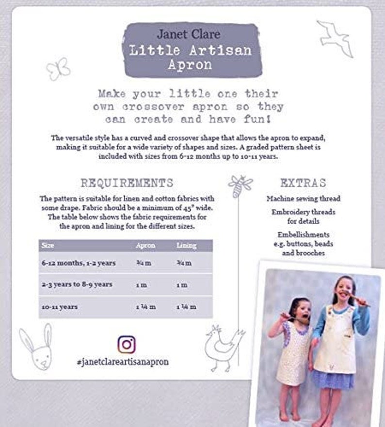 Janet Clare Little Artisan Apron Pattern - Child Sized Crossover Apron ...