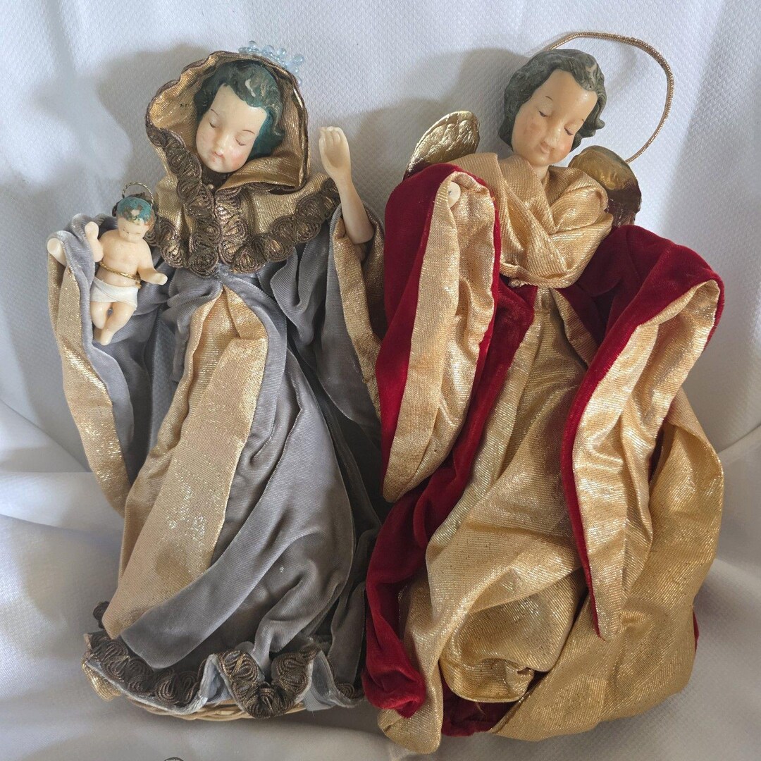 Vintage German Wax Angel Christmas Angel Ornament Topper Set 2 - Etsy